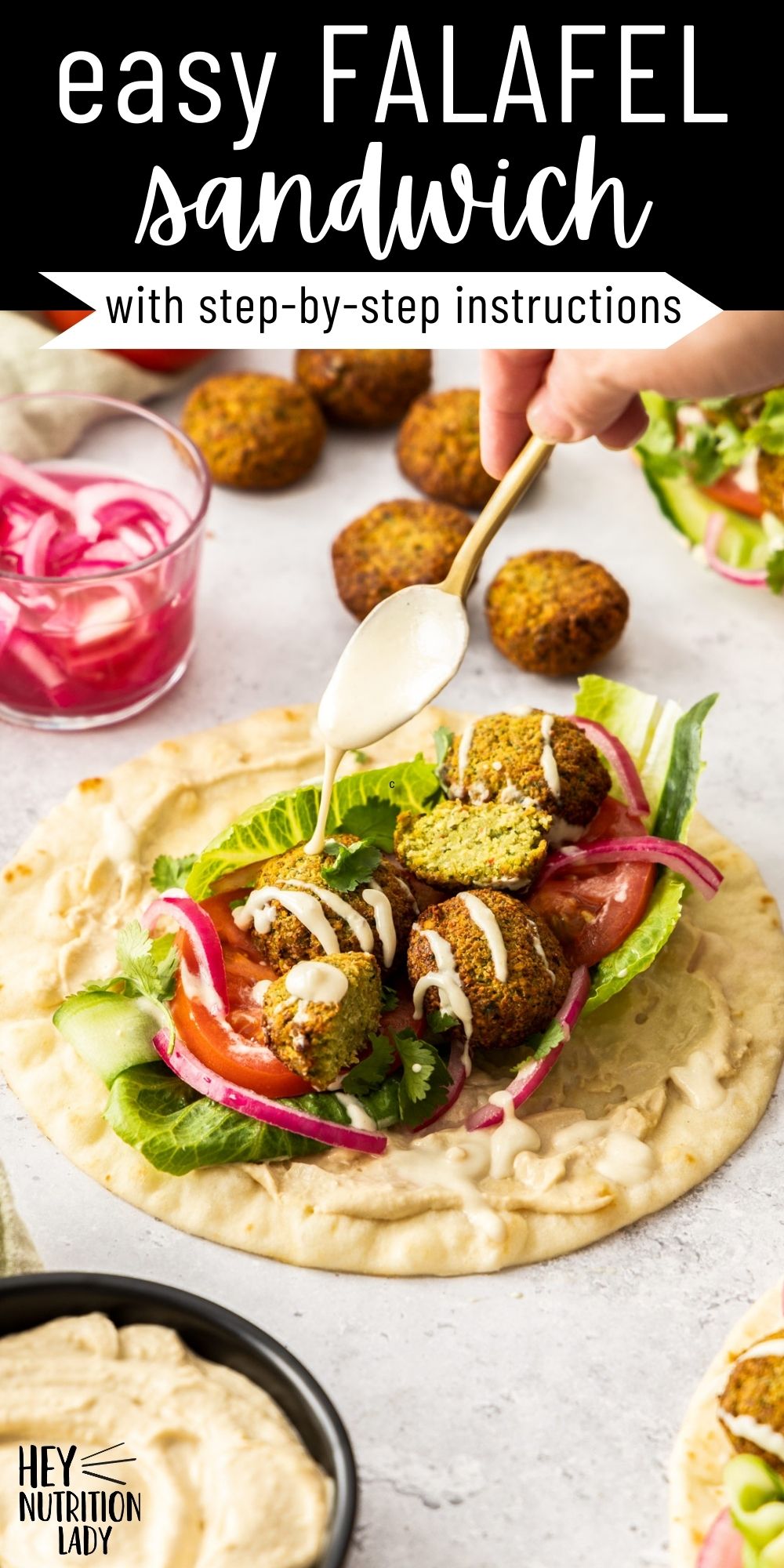 Falafel Sandwich - Easy Vegan Recipe - Hey Nutrition Lady