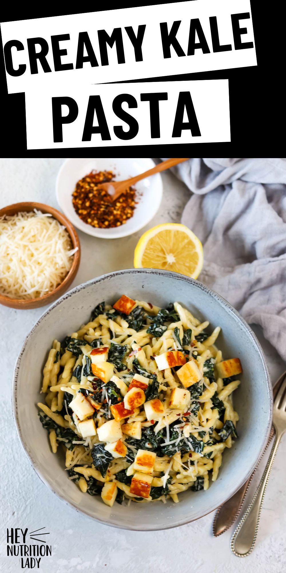 25-Minute Creamy Kale Pasta (Vegetarian) - Hey Nutrition Lady
