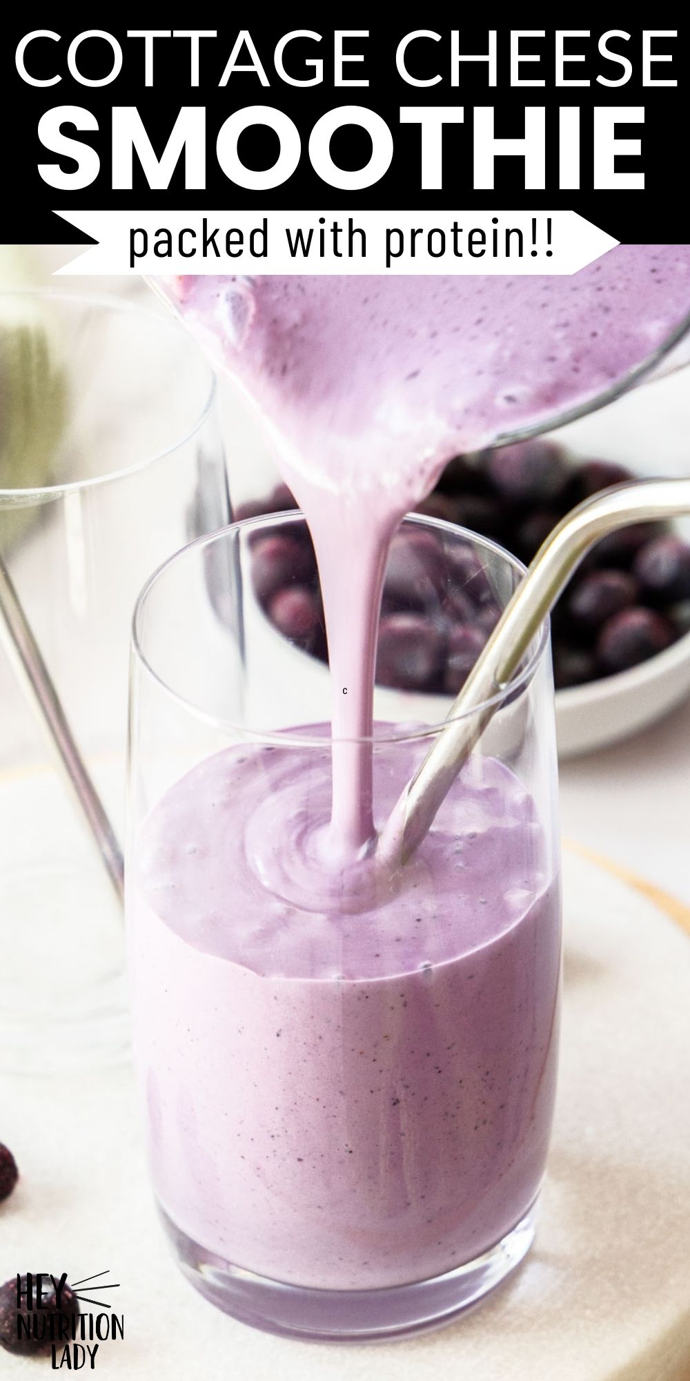 Blueberry Cheesecake Cottage Cheese Smoothie (protein packed!) - Hey ...